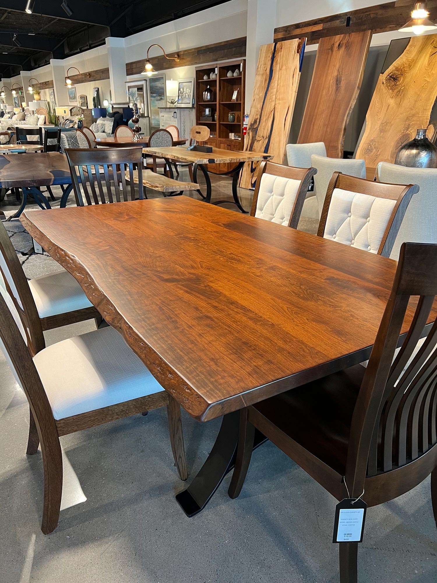 Amish Live Edge Dining Table 53570 Charleston Amish Furniture